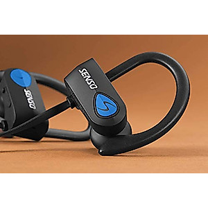 Senso Bluetooth Headphones, Best Wireless Sports Earphones w/Mic IPX7 Waterproof HD Stereo Sweatproof Earbuds for Gym Running Workout 8 Hour Battery Noise Cancelling Headsets (Black Blue)