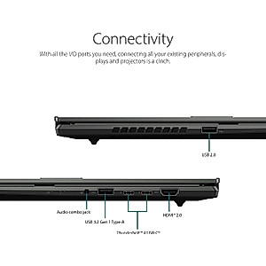 ASUS 2023 Vivobook S15 15.6” 3K OLED Laptop 14-Core Intel Core i7-12700H Iris Xe Graphics 16GB DDR4 1TB NVMe SSD 2xThunderbolt4 WIFI AX Webcam HDMI2.1 Backlit KB Fingerprint Windows 11 Pro w/RE USB