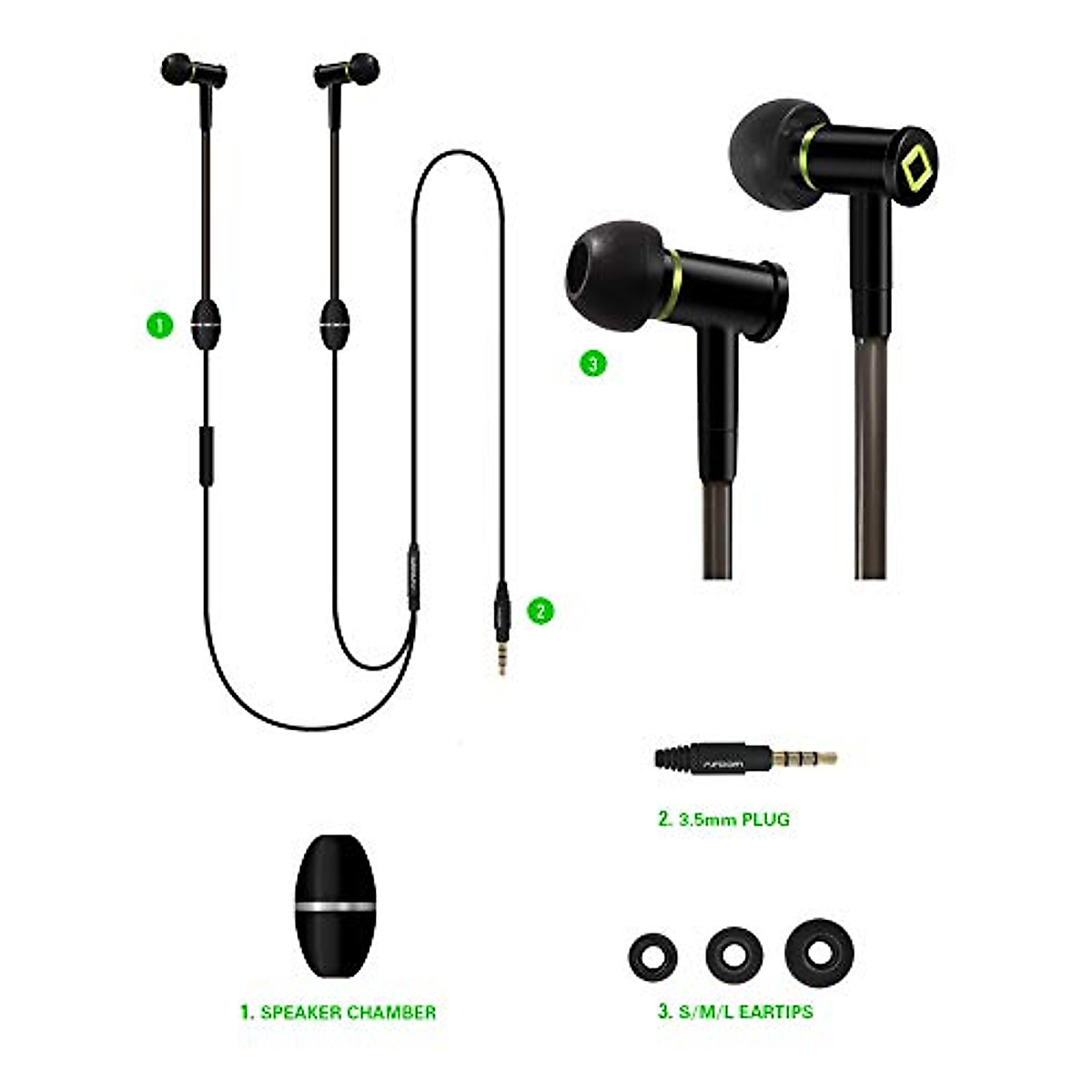 Aircom A1 Anti-Radiation Air Tube Headphones - EMF Protection Earbuds with Built-in Microphone - Airflow Audio Technology for Premium Sound - Black