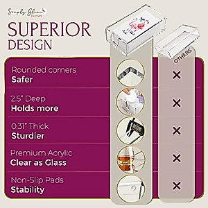 Acrylic Napkin Holder for Bathroom - With Rounded Corners and Hygienic Non-Slip Pads, Clear, Durable Bathroom Napkin Holder Tray, made Deeper to reduce refills 8.9 x 4.5 x 2.5” Inside