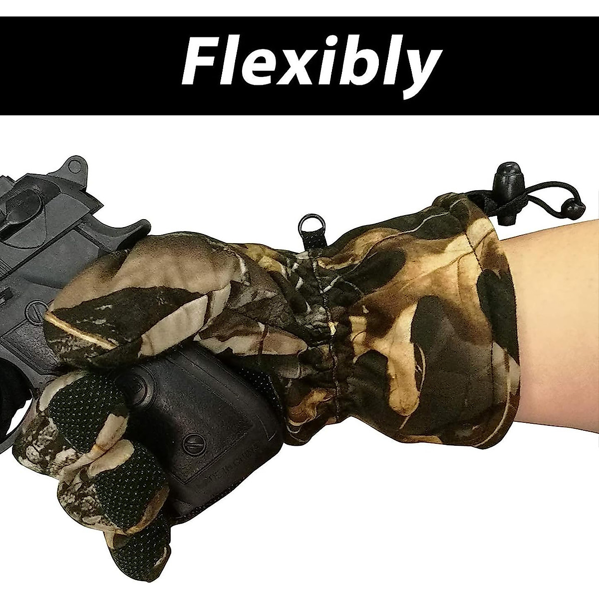 Intra-FIT Camo Hunting Gloves,Full Finger,Anti-Slip,Water Resistant Ski Glove for Cold Weather(XL)