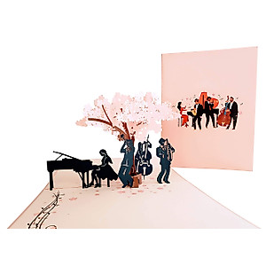 iGifts And Cards Smooth Jazz Band 3D Pop Up Greeting Card - Cool Music Lovers Presents, Awesome Cherry Blossom Tree, Inspirational Notes, Cool Teacher Gift, Happy Birthday Celebration