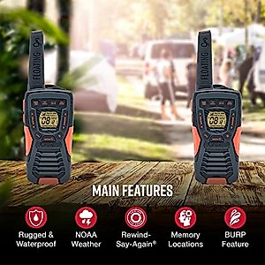 Cobra ACXT1035R FLT Floating Walkie Talkies for Adults - Waterproof, Rechargeable, Long Range up to 37-Mile Two Way Radio with NOAA Weather Alert & VOX, ( 2 Pack )