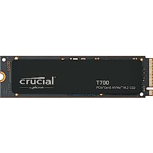 Crucial T700 4TB Gen5 NVMe M.2 SSD - Up to 12,400 MB/s - DirectStorage Enabled - CT4000T700SSD3 - Gaming, Photography, Video Editing & Design - Internal Solid State Drive