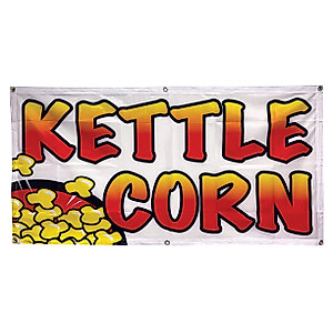 4 Less Co 2x4 Feet KETTLE CORN Banner Polyester Fabric Sign wb