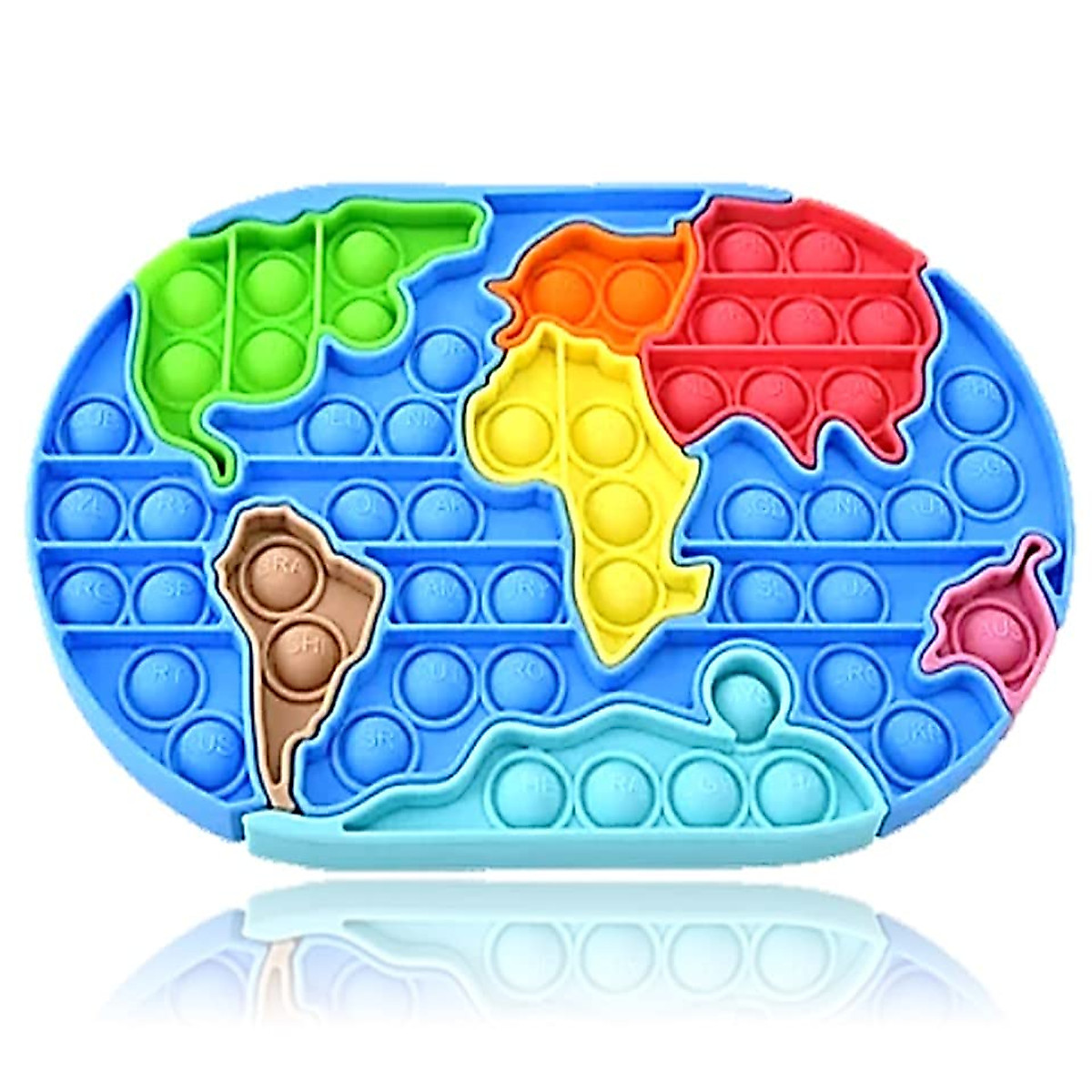 Puzzle Toy World Map Countries & Continents Pop Toy Stress Relief Sensory for Girls Boys Educational Learning Geography Earth Learning Tool Preschool Elementary Stocking Stuffer