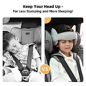 StoHua Child Car Seat Head Support - Baby Safety Car Seat Neck Relief Holder, Adjustable Head Band Strap Headrest, Baby & Kids Travel Accessories (Grey)
