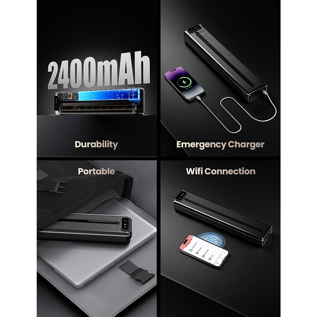 Phomemo Upgraded Ultra-Small Q302 Portable Printer with Mobile Printer, 300dpi Inkless Printer for 8.5 x 11 US Letter Thermal Paper, Compact Printer Compatible with iPhone & Laptop for Office Business