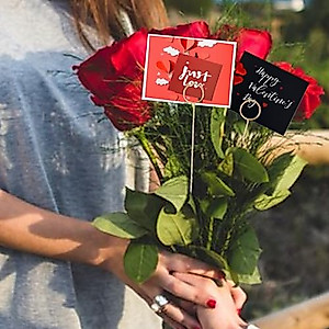 Amabro 40pcs Floral Pick Card Holders, Metal Wire Flower Place Card Holder Gold Photo Clip Holder Floral Picks Stick Ring Loop Clips for Arrangements Wedding Party Birthday (Round)