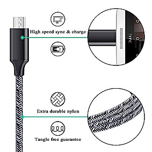 Short Micro USB Cable 2-Pack, 1.6+3FT Phone Charger Power Cords Android Fast Charging Cables Compatible with Samsung Galaxy J7 S6 S7 Edge J3,Note 3 4 5,Tablet S2 S4, LG Stylo 2/3 Plus