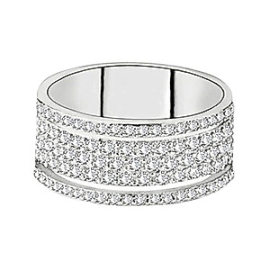 Koguxuix 925 Sterling Silver Shiny Cubic Zirconia Eternity Engagement Wedding Band Wedding Rings Anniversary Eternity Bands 3 Band Width Rings CZ Crystal Engagement Bridal for Women(7)