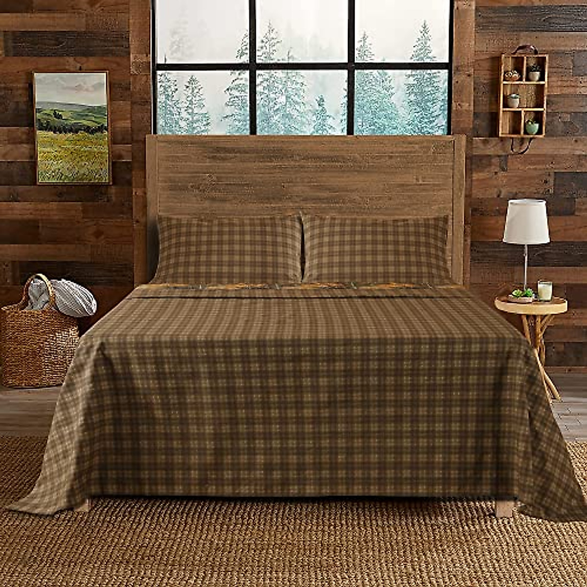 Blue Ridge Home Fashions Whitetail Birch Full Sheet Set, Printed 4-Piece Bed Sheet,Polycotton Fabric,1 Flat Sheet,1 Fitted Sheet & 2 Standard Pillowcases (Full) Brown