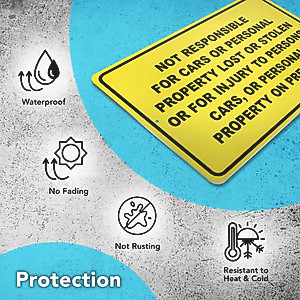 Not Responsible for Accidents or Injuries Sign - 8x12 Aluminum Management Not Responsible Sign - Not Responsible for Lost or Stolen Items Sign