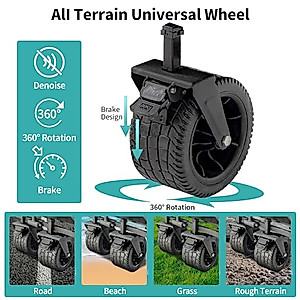 QivvMivo Collapsible Folding Wagon Load 330 Lbs, Heavy Duty Utility Beach Wagon Cart for Sand with Big Wheels, Adjustable Handle&Drink Holders for Garden Outdoor Camping Beach Sports, Grocery (Black)