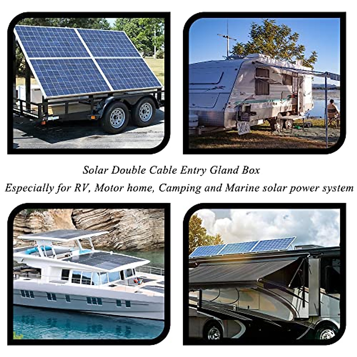 LITEMATIRA Solar Double Cable Entry Gland Box for RV, Boat, Caravan Roof Wire Connector Junction Holder Accessories(White)