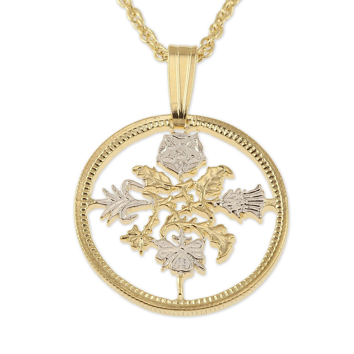 The Difference World Coin Jewelry Great Britain Pendant & Necklace, British Six Pence Hand Cut