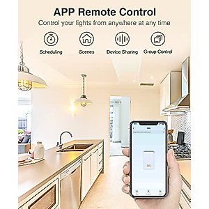 GHome Smart Switch, 3 Way Light Wi-Fi Switch Compatible with Alexa and Google Home, 2.4GHz Schedule Timer, Neutral Wire Required, 3-Way Installation and No Hub Required, FCC Listed (2-Pack)