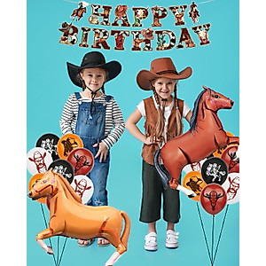 HXJFGDM Cowboy Party Decorations - Cowboy Birthday Party Decorations,western themed party decorations Include Happy Birthday Banner 40IN Horse Foil Balloons for Western Party (Cowboy Birthday)