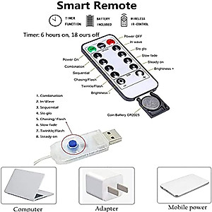 Christmas Lights,USB 8 Modes Remote LED String Lights, Fairy Light Outdoor, for Patio Garden Home Christmas Tree Wedding Decoration(10M)