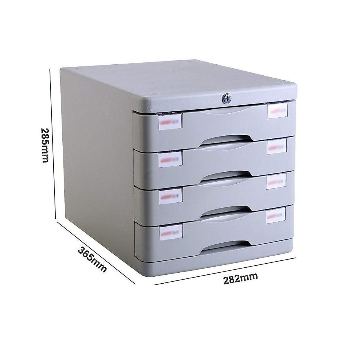 LEYT Flat File Cabinet, 4-Layer Drawer Storage Organization, with Lock/Blank Label，Suitable for Office Supplies Grey