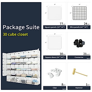 Aeitc 30 Storage Cubes- 14’’x14’’ Cube, More Sturdy (add Wire Panel), DIY Clothes Organizer, Craft Cube Storage with Doors, Bookshelf Units, Toy Storage Cabinets