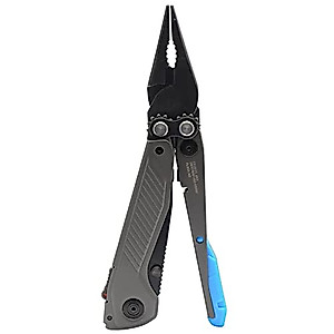 SOG Everyday Daily Solution EDC CRYO D2 Steel Compact Pocket Size Flash MT Multi-Tool, 7 Tools, Stainless-Steel Housing, Urban Gray & Cyan