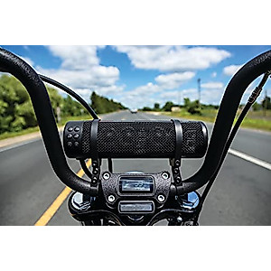 Kuryakyn 2720 MTX Road Thunder Weather Resistant Motorcycle Sound Bar Plus: 300 Watt Handlebar Mounted Audio Speakers with Bluetooth, USB Power Charger, Satin Black