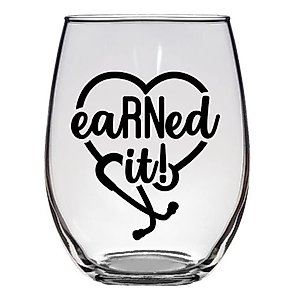 Nurse Wine Glass - Cute RN Gift Graduation Present, Registered Nurse RN Retirement Gift Appreciation - EaRNed It! - Premium 21oz Stemless Wine Glass