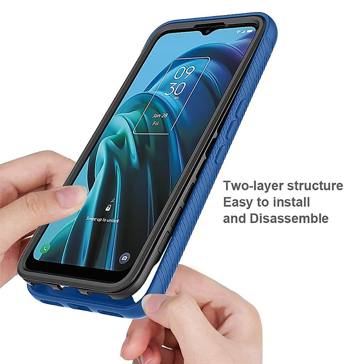 Asuwish Phone Case for TCL 30XE/30V/4X/20AX/20A/20R/Bremen 5G with Tempered Glass Screen Protector Hybrid Rugged Protective Cell Cover TLC T601DL 30 XE XE5G V 20 AX R A 6.67 Women Men Blue