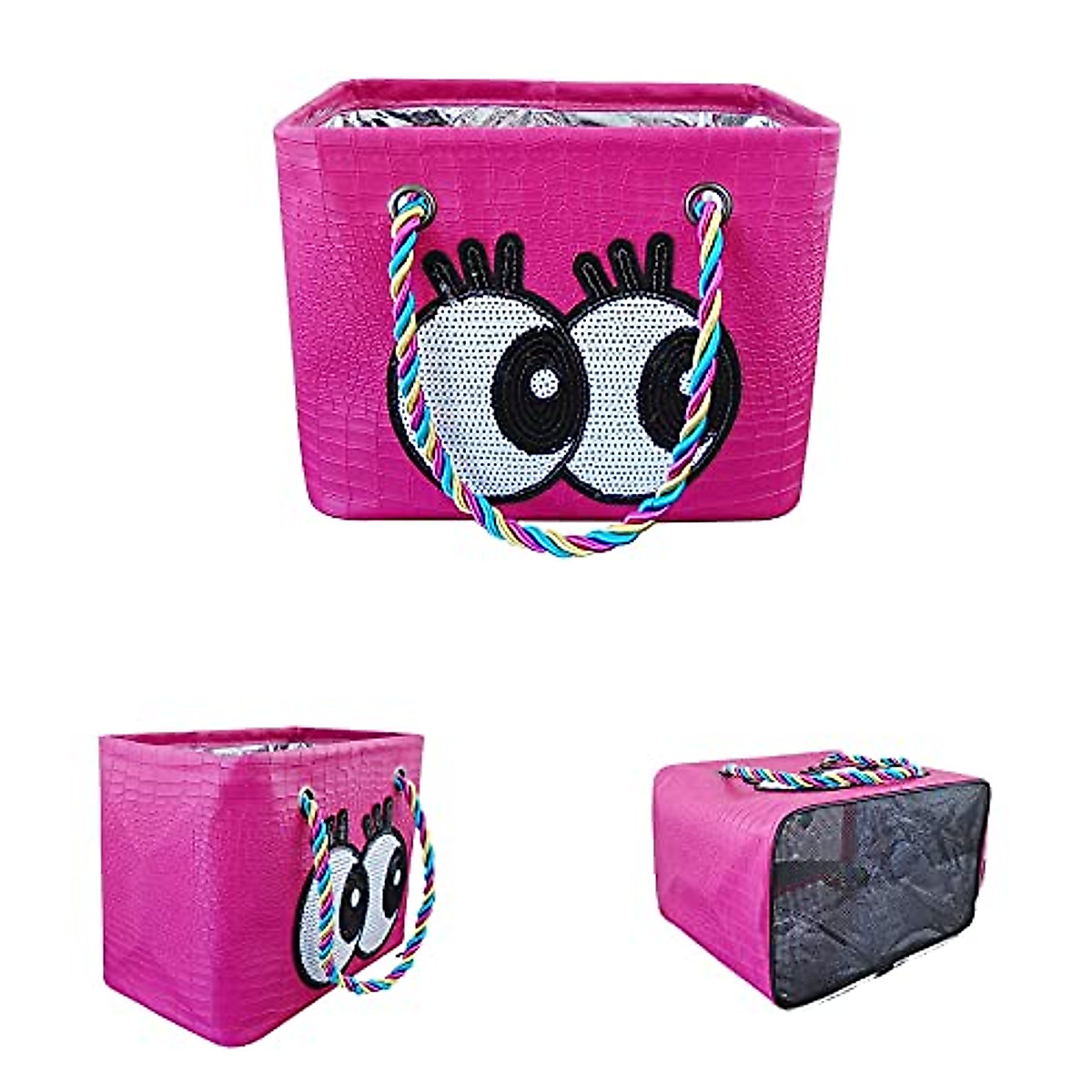 Shower Caddy Portable Folding Utility, Shower tote bag clear, for College Dorm Room Essentials Beach Caddy Tote Bag with Mesh Bottom Handles (Pink)