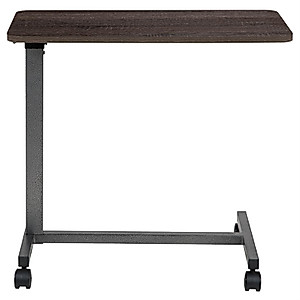 Flash Furniture Fenwick Adjustable Overbed Table with Wheels for Home and Hospital, Oak, Set of 1