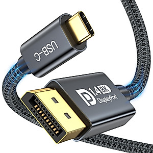 ULT-WIIQ USB C to Displayport 1.4 Cable Support 8K@60Hz 4K@144Hz 4K@60Hz 2K@240Hz G-SYNC, VRR, HDR, 32.4Gbps Type C to DP Cord Compatible Thunderbolt 4/3 & USB4 for iPhone 15, iPad, MacBook Pro 3.3FT