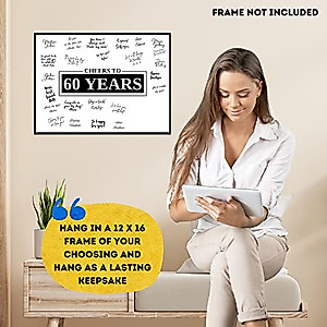 12x16 Black 60th Birthday Decorations for Men or Women, Signing Board Guest Book, Funny 60th Birthday Gifts, Sign in Poster for Sixtieth Birthday, Anniversary, Retirement Decor (12x16 Unframed)