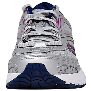 Saucony Women's VERSAFOAM Cohesion 12 Grey/Navy/Purple Road Running Shoe 8 Medium US