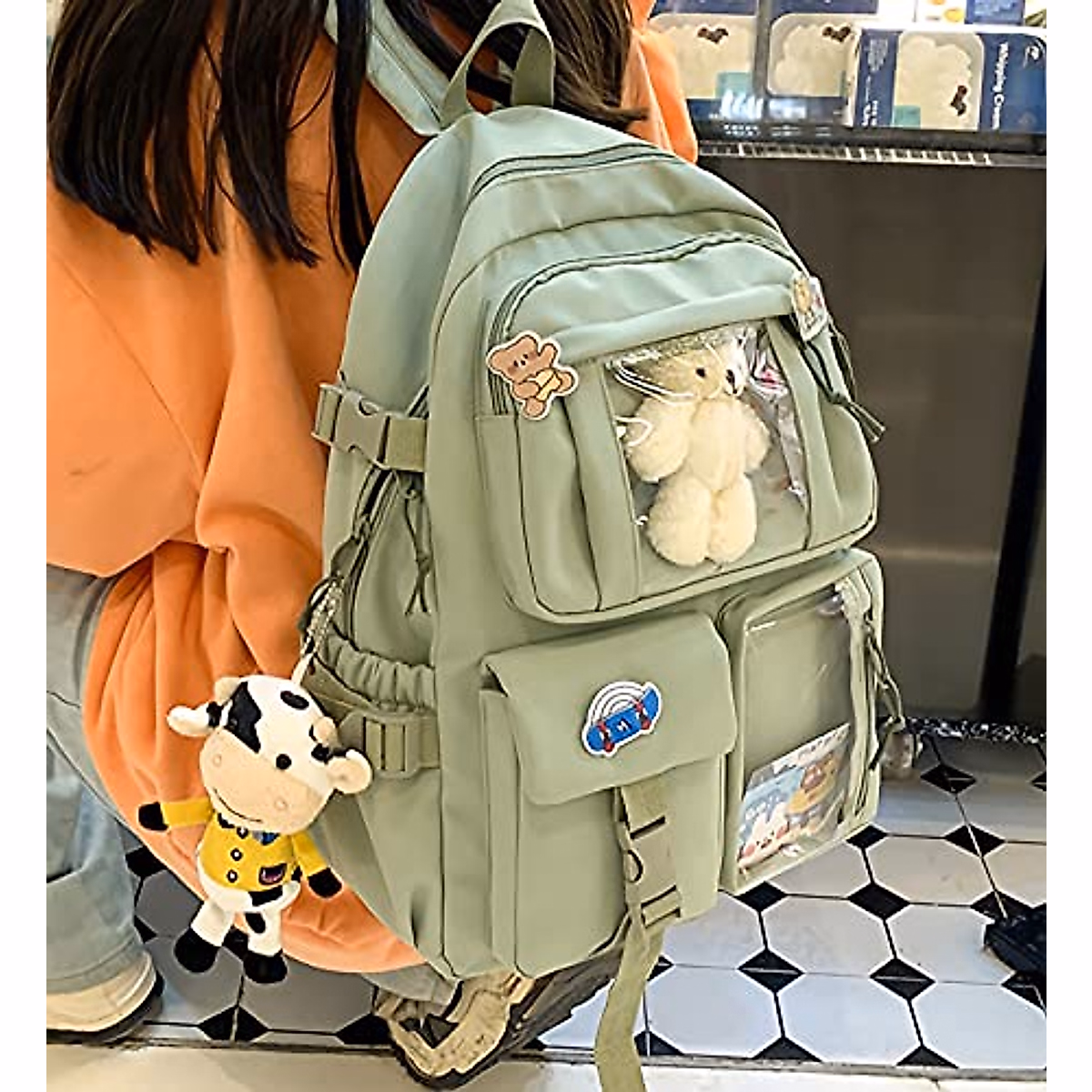 Micjcit College Student Backpack Waterproof And Wear-Resistant Leisure Business Sports Backpack Computer Bag Free Doll