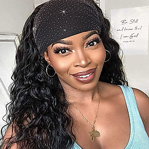 CAKURE Crystal Wide Headbands Rhinestone Head Bands Black Turban Headband Elastic African Head Wraps Sport Hair Bands for Women and Girls Pack of 3