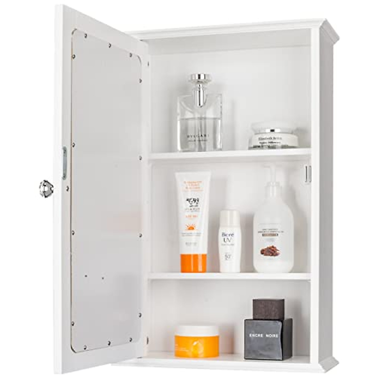 Mirror Bathroom Medicine Cabinet, Bathroom Storage Cabinet, Wall Mounted Bathroom Cabinet with Mirror Door and Shelves,Wooden Hanging Wall Mirror Cabinet for Bathroom, Toilet Vanity Cabinet Organizer