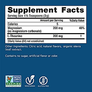 Natural Vitality Calm Mind, Magnesium Citrate + L-Theanine Powder, Supports a Healthy Response to Stress, Gluten Free & Vegetarian, Honey Chamomile, 12 Oz
