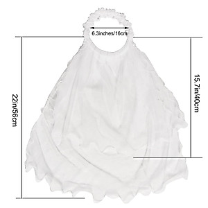 Lystaii Girls Bowknot Rhinestone Flower Veil Girls First Holy Communion Headband Hair Wreath Floral Crown Pearls Crystal Lace Headpiece Veil with Comb White for Wedding Party