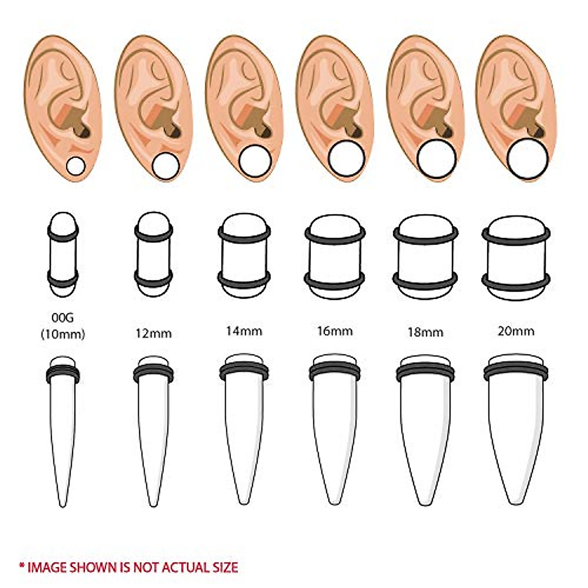 BodyJ4You 36PC Ear Stretching Kit - 00G-20mm Big Gauges Kit - Heavy Acrylic Tapers Large Spiral Expanders No Flare Plugs - Glow in Dark Green - Women's Tapers Men's Tapers