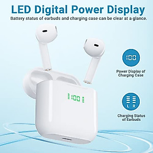 Wireless Earbuds Bluetooth Headphones 50H Playback IPX7 Waterproof Crystal Clear Call In-ear Ear Buds Stereo Earphones with Microphone Wireless Charging Case LED Power Display for Phone TV PC Laptop