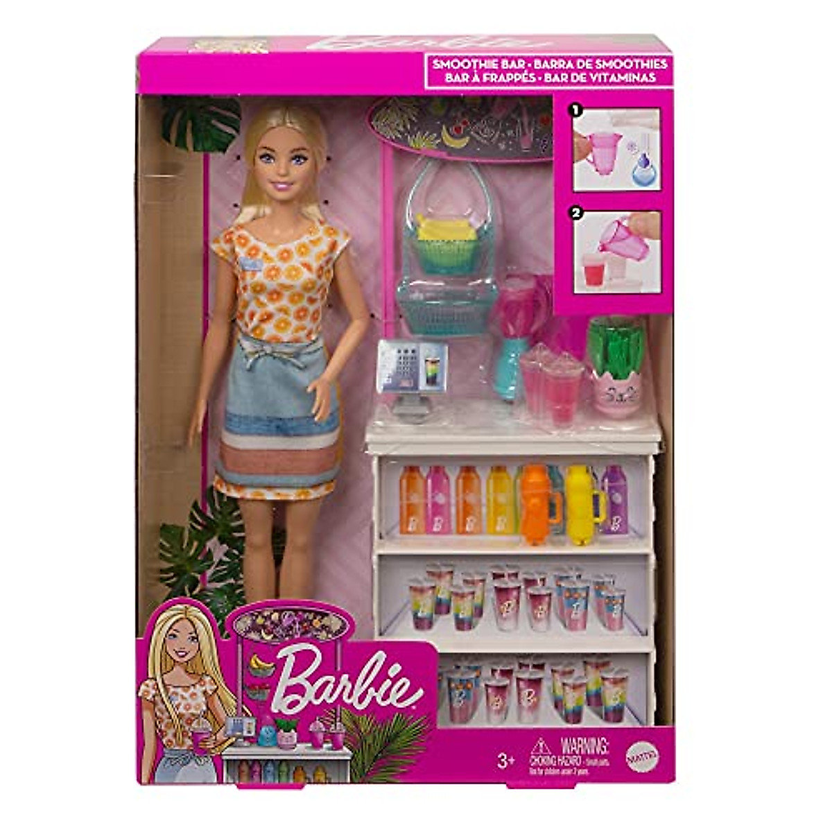 Barbie GRN75​ Smoothie Bar Playset with Blonde Doll, Smoothie Bar & 10 Accessories, Multicolor, 30.5 cm*5.8 cm*12.7 cm
