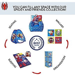 Idea Nuova Marvel Spidey and His Amazing Friends 3 Tier Fabric Storage Organizer with 3 Cubes and Removable Lid