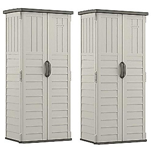 Suncast 22 Cubic Feet Resin Versatile Vertical Storage Shed Building (2 Pack)