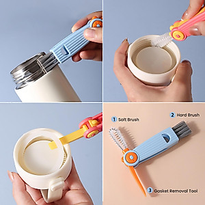 5-in-1 Baby Bottle Brush Set, Bottle Brush Cleaner, Bottle Cleaner Brush Set, Including Nylon and Silicone Bottle Brush, Bottle Cap Brush, Straw Brush, Nipple Brush, BPA-Free (Grey)