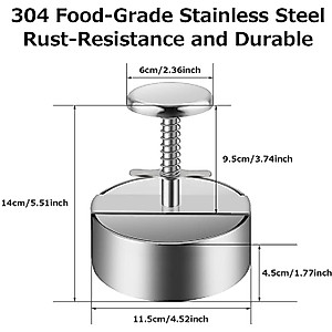 Legend Burger Press, Hamburger Patty Maker, Easy to Clean, 304 Stainless Steel, Commercial Grade, Burger Press Patty Maker, Hamburger Maker Mold, 4.33 inch