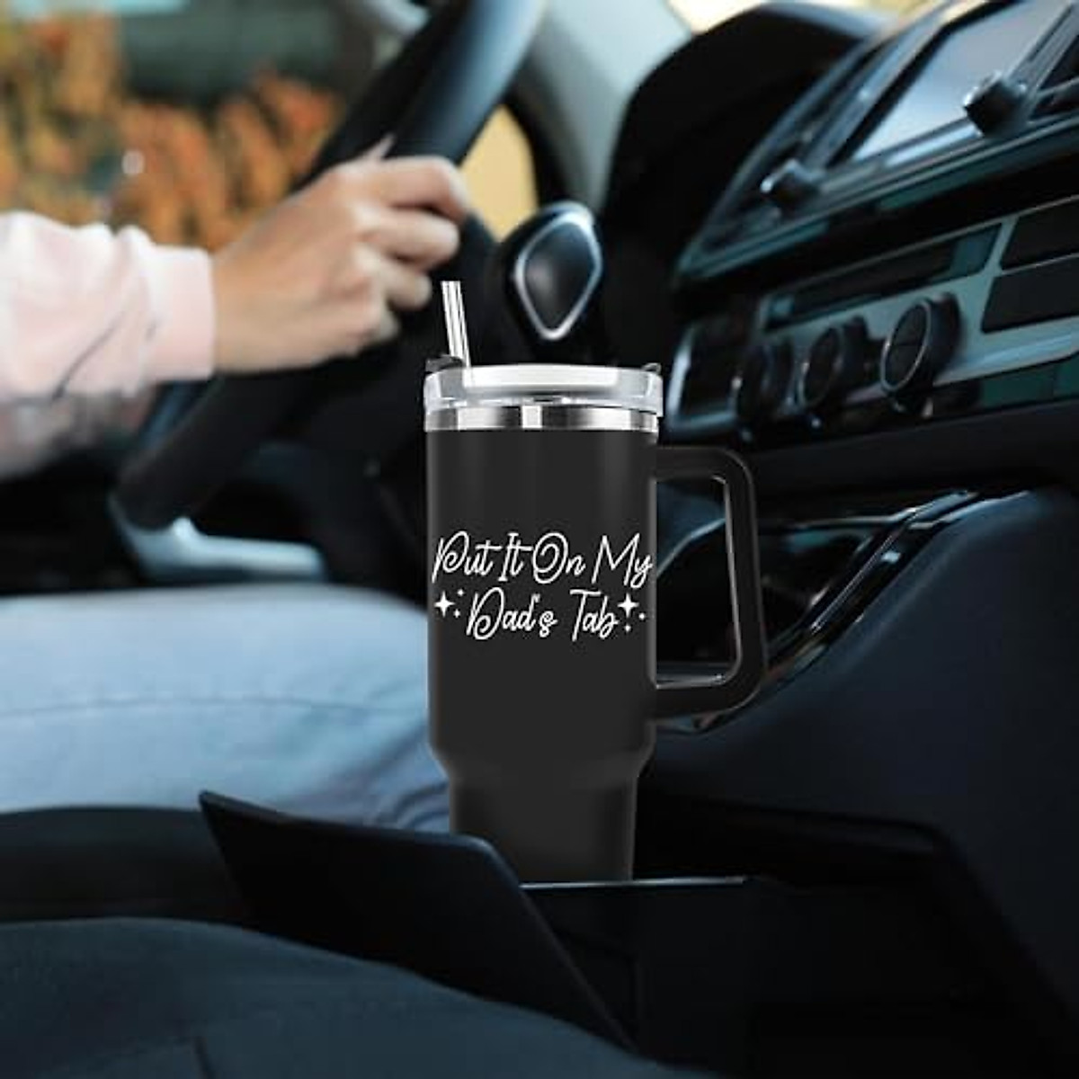 liabiliies 40 oz Tumbler with Handle and Straw put it on my dads tab Tumbler Personalized Tumblers with Lid and Straw Insulated Tumbler Stainless Steel Tumblers