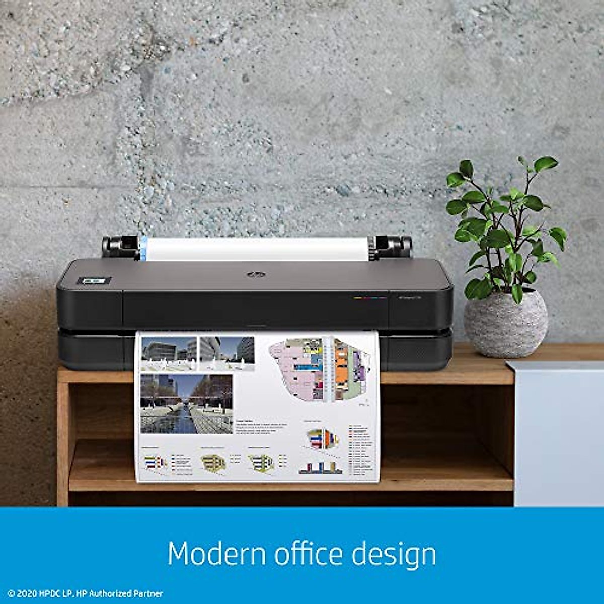 HP DesignJet T250 Large Format Compact Wireless Plotter Printer - 24", with Modern Office Design (5HB06A)