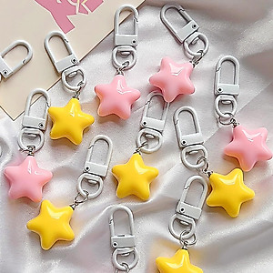 10pcs Chubby Star Key Chains for Car Keys Star Keychain Accessories Cute Keychains for Women Bag Charm Backpack Charms Key Ring Car Key Chain Small Key Rings Snap Keyrings Kawaii Keyring Kids Gifts