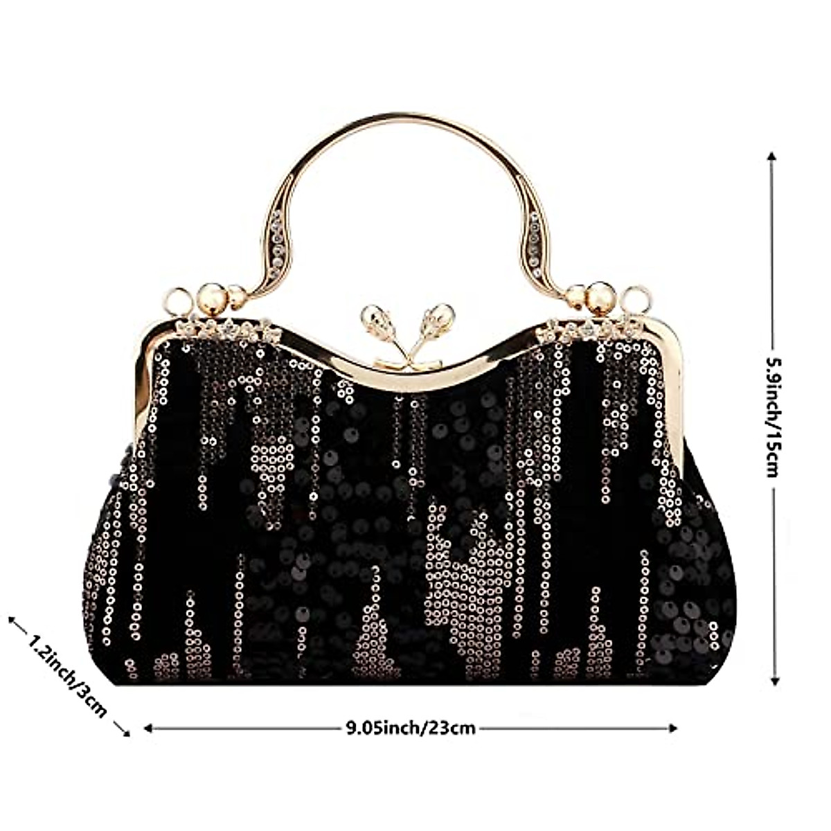 Simcat Evening Bag Wedding Party Clutch Purses for Women Large Handbag Vintage Sequin Beaded Design